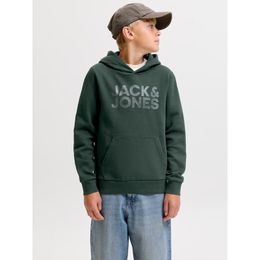 Jack & Jones Jack & Jones Junior Jungen Kapuzensweatshirt &raquo;JJECORP mit Druck, K&auml;ngurutasche, pflegeleicht&laquo;, Baumwollmischung, regular fit gr&uuml;n 164