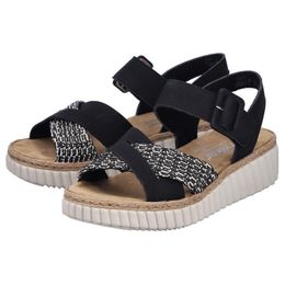 Rieker Damen Sandale Sommerschuh, Strandschuh, Urlaubsschuh mit Bastumrahmung schwarz 41