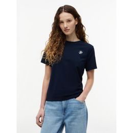 Tommy Hilfiger Damen Kurzarmshirt &raquo;TH SCRIPT REG C-NK SS TEE&laquo; Baumwollmischung, regular fit blau XS (34)
