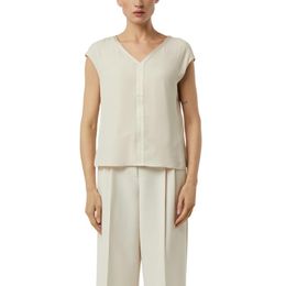 comma, Comma Damen Blusenshirt Sommer-Top mit V-Ausschnitt, &auml;rmellos beige 44