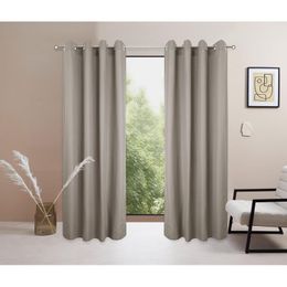 OTTO home Vorhang &raquo;Raja&laquo; &Ouml;sen 2 Stk. tlg. einfarbig, Einfache Montage, Pflegeleicht, &Ouml;sen, 2 er Pack, uni grau Polyester, Recyceltes Material 145cm, 