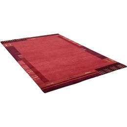 Theko Wollteppich &raquo;Kailash 110&laquo; rechteckig 20 mm H&ouml;he reine Wolle, handgekn&uuml;pft, mit Bord&uuml;re rot Wolle B : 40cm 1 Stk., 20mm, L: 60cm