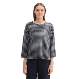 Tom Tailor Damen Tom Tailor Sweatshirt, 7/8 Arm - mit Karomuster grau M (38)