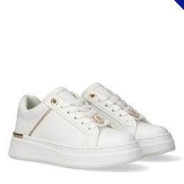Tommy Hilfiger Kinder Sneaker Freizeitschuh, Halbschuh, Schn&uuml;rer mit goldfarbenen Details wei&szlig; 40