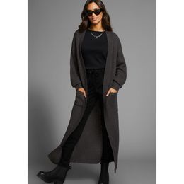 Laura Scott Damen Longstrickjacke aus kuscheligem Grobstrick grau 36/38 (S)