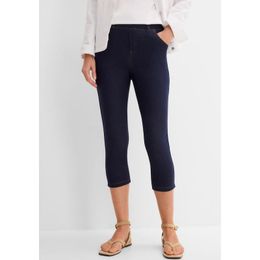 bonprix Damen bonprix Caprileggings in Jeansoptik, aus Baumwollmischung, Skinny Fit blau 48/50 (XL), N-Gr