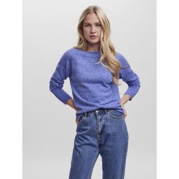 V&eacute;ro Moda Vero Moda Damen Rundhalspullover &raquo;VMDOFFY LS O-NECK BLOUSE GA NOOS&laquo; Materialmix, regular fit blau M
