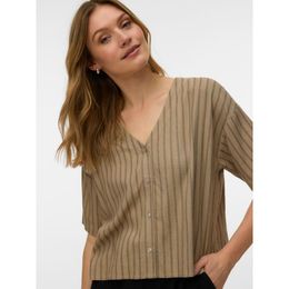 V&eacute;ro Moda Vero Moda Damen Kurzarmbluse &raquo;VMROSIE 2/4 V-NECK SHIRT NOOS&laquo; Viskosemischung. mit Leinen, Kurzarm XS