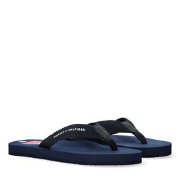 Tommy Hilfiger Damen Zehentrenner Pool Slides, Strandschuh, Sommerschuh mit Zehensteg blau 33