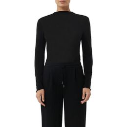 comma, Comma Casual Identity Damen comma casual identity Langarmshirt &raquo;semitransparente Optik&laquo; hoher Rundhalsausschnitt, casual, slim fit, mit Wolle schwarz 
