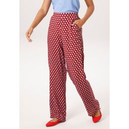 Aniston Casual Damen Aniston CASUAL Schlupfhose allover mit gemusterten Punkten bedruckt rot 48, N-Gr