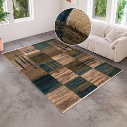 OTTO home Teppich &raquo;Beliz&laquo; rechteckig 9 mm H&ouml;he mit Konturenschnitt, Kurzflor, 3D-Design, mit Fransen, Wohnzimmer gr&uuml;n Kunstfaser B : 60cm 1 Stk., 9mm,