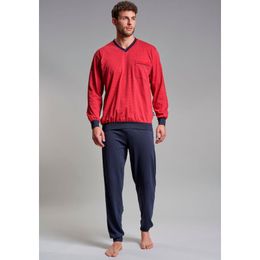 G&ouml;tzburg G&ouml;tzburg Herren G&Ouml;TZBURG Pyjama &raquo;Manhattan&laquo; 2 tlg. Langarm, V-Ausschnitt, lange Hose, V-Ausschnitt, Baumwolle rot 52L