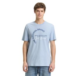 Tom Tailor Denim Herren Tom Tailor Denim Kurzarmshirt mit Logo-Print blau XL