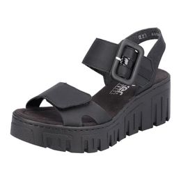 Rieker Damen Keilsandalette , Sommerschuh, Sandale, Keilabsatz, mit Plateau schwarz 38