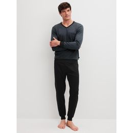 Calida Herren Calida Schlafanzug &raquo;Relax Streamline 2&laquo; 2 V-Ausschnitt, mit langen &Auml;rmeln, Interlock-Qualit&auml;t schwarz M (50)