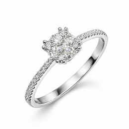 Firetti Damen Fingerring &raquo;Schmuck Geschenk Gold 585 Damenring Vorsteckring Verlobungsring&laquo; mit Brillanten 58, 0,31 SI = kleine Einschl&uuml;sse, Wei&szlig;gold 