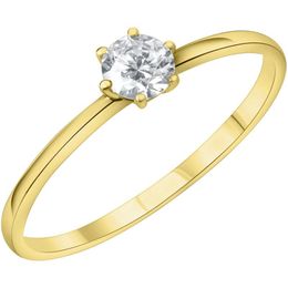 Firetti Damen Fingerring &raquo;Schmuck Geschenk Gold 375 Fingerring Damenring Solit&auml;r&laquo; mit Zirkonia (synth.) gold 52, Gelbgold 375, 1,5mm
