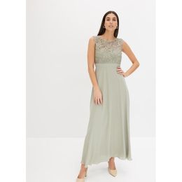 bonprix Damen bonprix Maxikleid &raquo;Maxikleid mit Spitze&laquo; f&uuml;r festliche Anl&auml;sse, vollst&auml;ndig gef&uuml;ttert, taillierte Passform gr&uuml;n 44, N-Gr