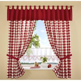 Stickereien Plauen Vorhang &raquo;Durach&laquo; Kr&auml;uselband 2 Stk. tlg. rot Polyester 125cm, Kr&auml;uselband, 60cm