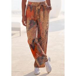 Buffalo Damen Palazzohose &raquo;mit weitem Bein aus luftigem Viskosestoff&laquo; mit Animalprint und elastischem Bund, leichte Sommerhose, Schlupfhose bunt 36, N