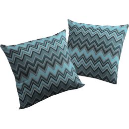 WIRTH Dekokissen &raquo;Benewitz&laquo; Kissenh&uuml;lle ohne F&uuml;llung, 2 St&uuml;ck blau Baumwolle, Polyester B/L: 40cm x 40cm, 2 Stk.