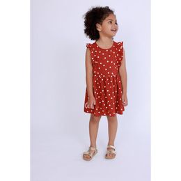 Blue Seven M&auml;dchen Sommerkleid 1 tlg. tlg. mit tollen Volants und mit kleiner Knopfleiste im R&uuml;cken rot 110, N-Gr
