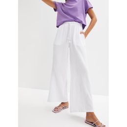 bonprix Damen bonprix Palazzohose &raquo;Palazzo-Hose aus Musselin&laquo; aus Musselin, lockere Passform, elastischer Bund, kn&ouml;chellang 40, N-Gr