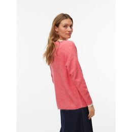 V&eacute;ro Moda Vero Moda Damen V-Ausschnitt-Pullover &raquo;VMCREWLEFILE LS V-NECK BLOUSE NOOS&laquo; Materialmix, loose fit rosa XL