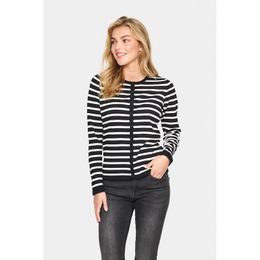 Saint Tropez Damen Strickjacke &raquo;MilaSZ Striped Cardigan&laquo; schwarz XS