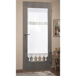Home Wohnideen Vorhang &raquo;TONI&laquo; Stangendurchzug 1 Stk. tlg. Fensterbehang mit H&auml;keleins&auml;tzen wei&szlig; Baumwolle, Polyester 80cm, Stangendurchzug, 40cm