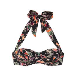 Buffalo Damen B&uuml;gel-Bandeau-Bikini-Top &raquo;Whoopi&laquo; mit modernem Bl&auml;tterdruck bunt 40, Cup B