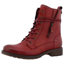 Mustang Shoes Damen Winterstiefelette &raquo;Elfi&laquo; Stiefelette, Winterboots mit neckischem Zierrei&szlig;verschluss rot 38