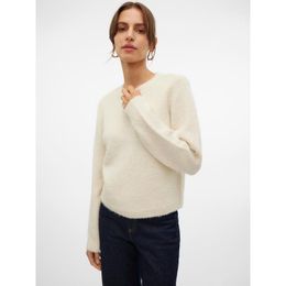 V&eacute;ro Moda Vero Moda Damen Strickpullover &raquo;VMNOVAH LS O-NECK PULLOVER GA NOOS&laquo; Materialmix, regular fit beige L