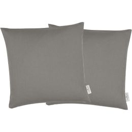 Tom Tailor HOME Dekokissen &raquo;Dove&laquo; unifarben, Kissenh&uuml;llen ohne F&uuml;llung, 2er Pack grau Baumwolle B/L: 58cm x 58cm, 2 Stk.