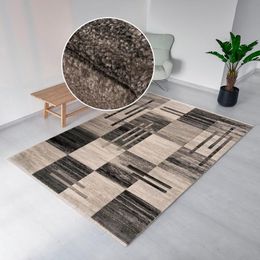 OTTO home Teppich &raquo;Beliz&laquo; rechteckig 9 mm H&ouml;he mit Konturenschnitt, Kurzflor, 3D-Design, mit Fransen, Wohnzimmer grau Kunstfaser B : 240cm 1 Stk., 9mm