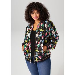Aniston Plus Damen Aniston PLUS Blouson Mit Blumendruck bunt 52