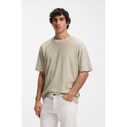 BOSS Orange Herren BOSS Orange T-Shirt florales Jacquardmuster, Baumwollfrottee, Relaxed Fit beige M