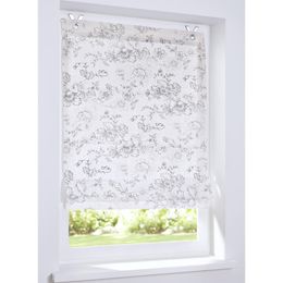 Kutti Raffrollo &raquo;Joy&laquo; mit Hakenaufh&auml;ngung ohne Bohren freih&auml;ngend Baumwolle Landhausstil grau Obermaterial: 100% Baumwolle 130cm, Hakenaufh&auml;ngung, 80cm