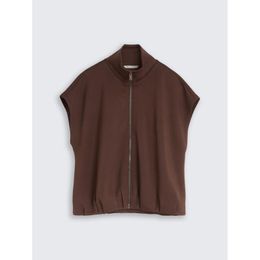 Tom Tailor Denim Damen Tom Tailor Denim Sweatjacke Full-Zip-Sweater mit &uuml;berschnittenen Schultern und Rei&szlig;verschluss braun M