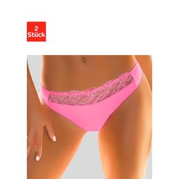 Nuance By Lascana Damen Nuance by Lascana Slip Packung, mit sch&ouml;ner Stickereispitze, als Dessous-Set kombinierbar pink 40/42