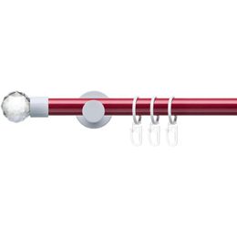 Liedeco Gardinenstange &raquo;Fertigstilgarnitur 20 mm Power Celebration Facettkugel&laquo; &Oslash; 2 mm 1 l&auml;ufig-l&auml;ufig Fixma&szlig; Gardinenstange Komplett, Farbkombination rot 
