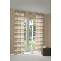 WIRTH Vorhang &raquo;Menorca&laquo; &Ouml;sen 1 Stk. tlg. beige Baumwolle, Polyester 145cm, &Ouml;sen, 135cm