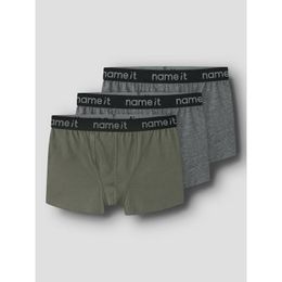 name it Kinder Trunk &raquo;NKMBOXER 3P&laquo; Packung, 3 Stk. eng, Jersey, Logoschriftzug, angesetztes B&uuml;ndchen grau 134/140, 3 Stk.