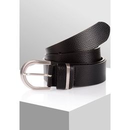 Tom Tailor Damen Tom Tailor Lederg&uuml;rtel &raquo;TTSANDRA&laquo; 3,5 cm breiter Dameng&uuml;rtel, genarbte Oberfl&auml;che, Schlie&szlig;e silberfarben schwarz 85