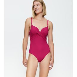 Triumph Damen Badeanzug &raquo;Summer Twist&laquo; schnelltrocknende Cups, Raffung vorne lila 42, Cup D