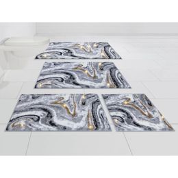 OTTO home Badematte &raquo;Gloria&laquo; H&ouml;he 20 mm rutschhemmend beschichtet fu&szlig;bodenheizungsgeeignet goldfarbene Akzente durch Glitzer-Garn, Marmor-Design, Made
