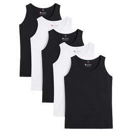 bonprix Damen bonprix Longtop Packung, 5 tlg. figurumspielende Passform, po-bedeckend schwarz-wei&szlig; 40/42 (M)