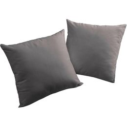 WIRTH Dekokissen &raquo;Newbury&laquo; Kissenh&uuml;lle ohne F&uuml;llung, 2 St&uuml;ck grau Baumwolle, Polyester B/L: 40cm x 40cm, 2 Stk.