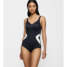 Triumph Damen Badeanzug &raquo;Summer Allure OP&laquo; V-Ausschnitt, moderner Druck wei&szlig; 48, Cup C